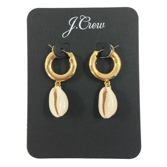 J. Crew | Jewelry | J Crew Cowrie Shell Drop Huge Hoop Earrings | Poshmark